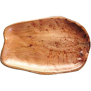Hurricom Root Wood Dish,Vintage Ring Dish Hand Carved Artworks - 11-12 inch,Oval Shape Party Platter and Tray for Sandwich Bread Serving, Appetizer Display,