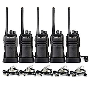 Case of 5,Retevis RT21 Walkie Talkies for Adults Long Range, Handfree Rugged Two Way Radio with Earpiece for Commercial Construction Warehouse Security 2 Way Radios