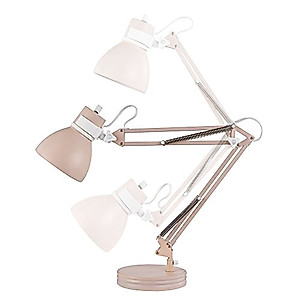 Globe Electric 52028 28" Swing Arm Desk Lamp, Matte Rose, Matte White Accents, On/Off Rotary Switch, Partially Adjustable Swing Arm, Home Office Accessories, Lamp for Bedroom, Home Improvement