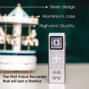 Digital Voice Activated Recorder with Instant Recording Button, Easy Playback with Integrated Speaker – Ideal for Notes, Voice Memos, Reminders, Learning Tool, 1000 Hours Capacity, by AttoDigital