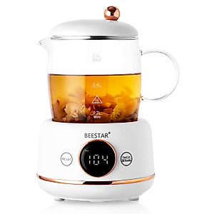 BEESTAR Small Electric Kettle with Automatic Heat Preservation,Glass Portable Kettle Temperature Control,6 Preset Programs,High Borosilicate Glass,0.6 Liter Capacity for Your Office or Kitchen