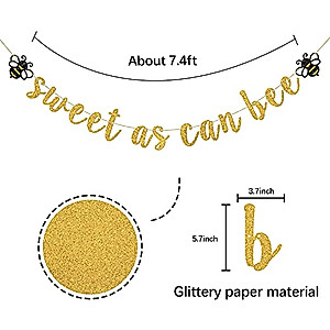 INNORU Sweet As Can Bee Banner, Bumble Bee Baby Shower Birthday Party Decorations, Bee Party, Mommy to Be Sign Banner, Bee Gender Reveal Engagement Party Decoration Gold Glitter