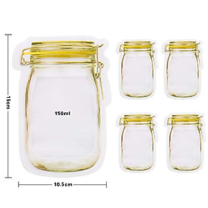 Arssilee Reusable Mason Jar Bottles Bags (20 Counts/500ml x10+ 150ml x 10) kitchen organizer Children's snacks Snacks, bread, cookies, fresh bags Food storage Bags Travel Camping