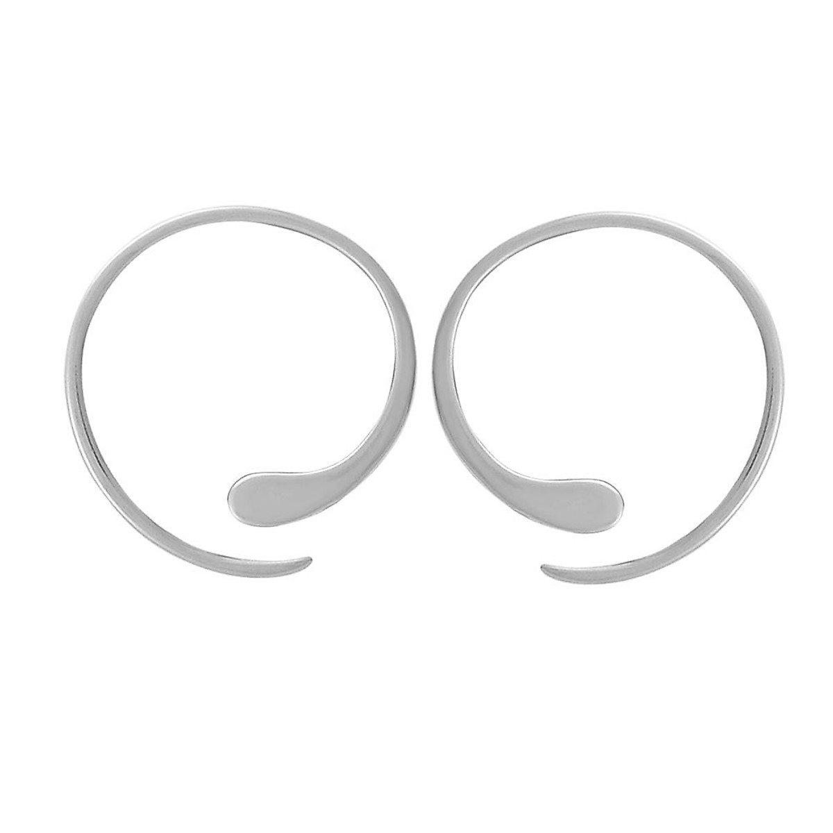 Boma Jewelry Sterling Silver Pull Through Hoop Earrings (Medium Silver)