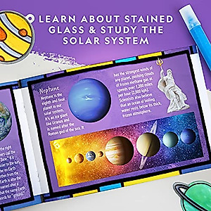 NATIONAL GEOGRAPHIC Kids Window Art Kit - Stained Glass Solar System Arts & Crafts Kit with Glow in The Dark Planets, Use as Window Suncatchers, Hanging Decor from Ceiling, Mobile, Space Room Décor