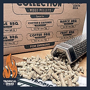 Tropical Spark Coffee Wood Pellets | Perfect for BBQ, Smoking, Grilling, Bake, Roast and Braise | Premium 100% All-Natural | 1 lb. Bag