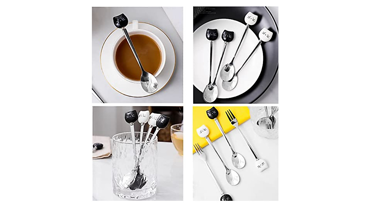 Cute Cat Coffee Spoon & Fork Set for Cat Lovers