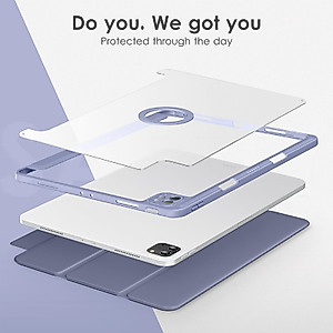 VIKESI Case for iPad Air 13 inch M2 2024,Smooth Matte Back,TPU Shockproof Frame,Built-in Pencil Holder,Auto Sleep/Wake - Blue Purple