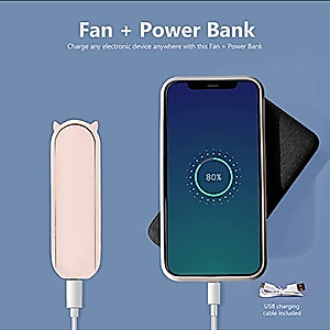 Handheld Mini Fan, 2 Speed Portable Fan, Rechargeable Hand Fan With Power Bank, Pink Personal Fan For Women & Kids, Quiet Table & Desk Fan For Office, Foldable USB Fan Great For Travel, Outdoors