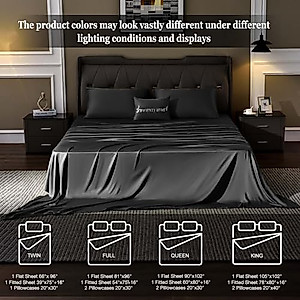 Whitney Home Textile Full Size Sheet Set - Rayon Derived from Bamboo, Luxury Cooling Bed Sheets, 16" Extra Deep Pocket, Soft & Breathable Hotel Bedding Sheets and Pillowcases Sets