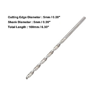 Utoolmart Round Shank Twist Drill Bits 5mm High Speed Steel 4341 with 5mm Shank 5 Pcs