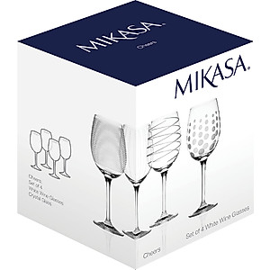 Mikasa Set of 4 Cheers Crystal White Wine Glasses, Silver