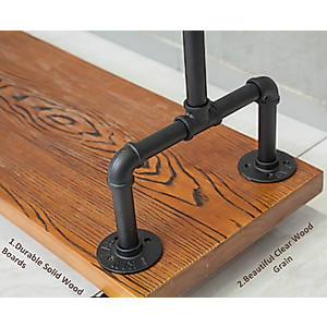 BIXIRAO Industrial Pipe Clothing Rack on Wheels, Rolling Iron Garment Racks with Wood Shelves, Commercial Heavy Duty Clothing Racks, Steampunk Clothes Rack Retail (Two Tiers)