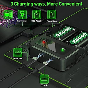 2023 Original - 2x2600mAh High Capacity Rechargeable Battery Pack for Xbox Controllers, WEGWANG Fast Charging Controller Battery Pack with Xbox One/Xbox Series X|S Xbox One S/Xbox One X Controller