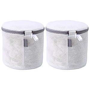 TOPBATHY Laundry Wash Bag Mesh Pouches for Bra Underwear Stockings Blouse Shoes Reusable Washer Protector Baby Kids Girls Clothing with Zipper 2pcs (White)