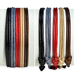 Luck Strings Adjustable Wax Nylon Cord Bracelet for Men Women Adult - Leather imitation string Unisex Waterproof Boy Girl Friendship Gift (Red, one size)