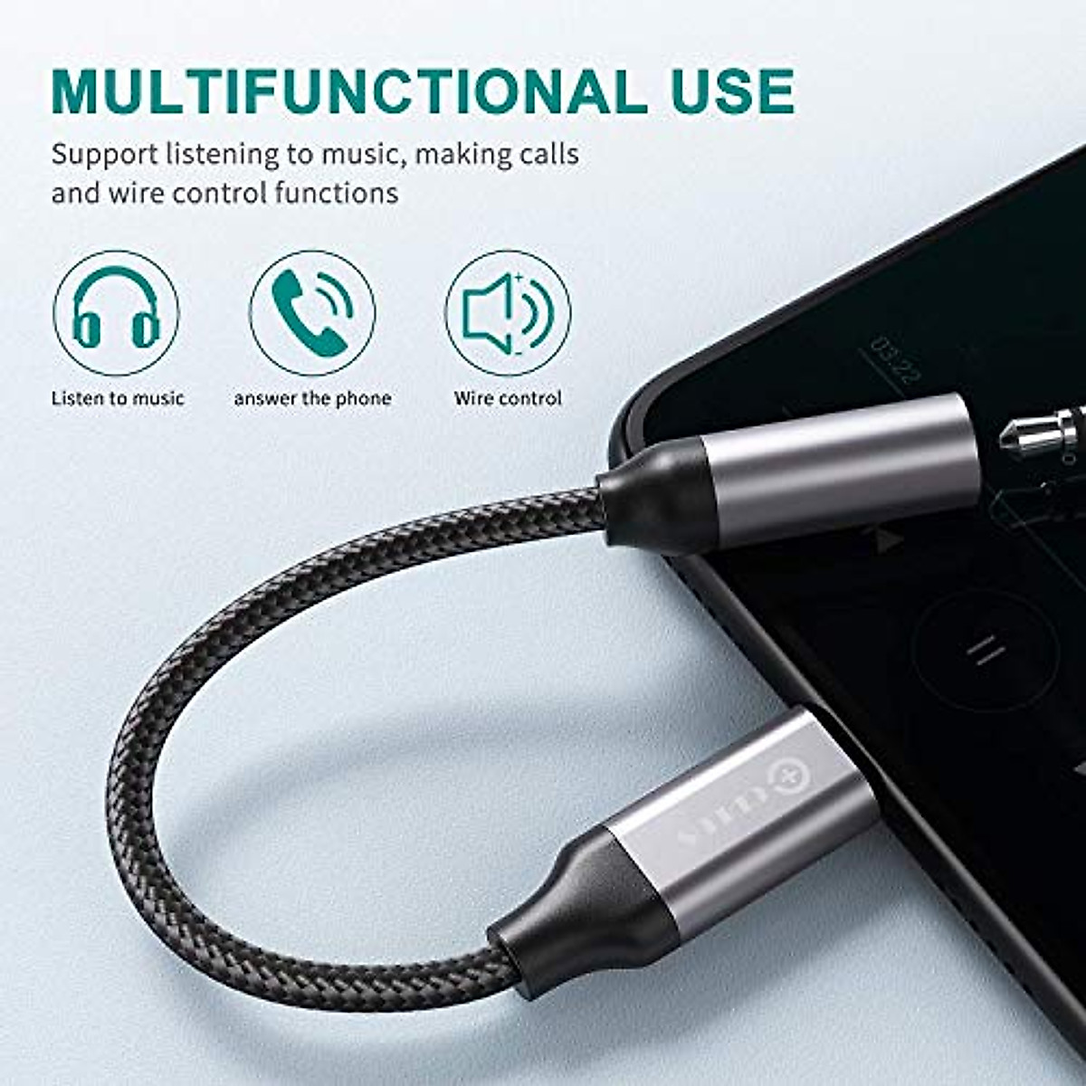 (SGS Certified Hi-Fi DAC) USB-C to 3.5mm Headphone Adapter - Al Alloy Head for Samsung Galaxy S23/S22/S21 Ultra, Note10, Google Pixel 7/6/5/4/3/2, MacBook, iPad Pro & More - Type C to Aux Dongle