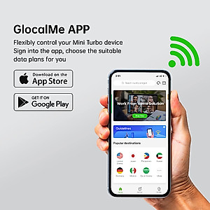 GlocalMe Mini Turbo 4G LTE Mobile Hotspot with Global 1GB & Local 10GB Data, Portable WiFi Hotspot for Travel in 200+ Countries, No SIM Card Needed, 10 Devices Connected (Black Mini Turbo)