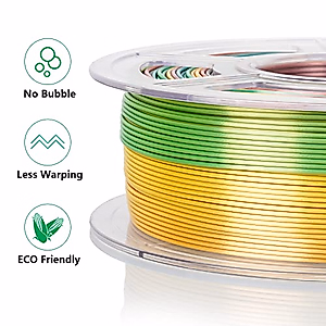 Silk PLA 3D Printer Filament, Dimensional Accuracy +/- 0.03 mm, 1 kg Spool(2.2lbs), PLA Shiny Filament 1.75 mm (Multicolored)