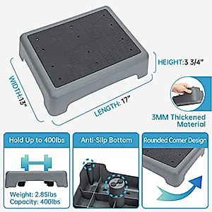 StrongTek One Step Stool for Adults and Elderly, Plastic Stair Riser with Non-Slip Surface and Feet, Portable for Shower, Bathtub, Car, Outdoor, Mobility Step Platform 350 lbs Capacity