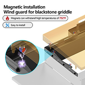 Upgraded Wind Guards for Blackstone 22 Inch Griddle, Blackstone Griddle Accessories, Magnetic Stainless Steel Wind Screen for Black stone Grill,Protect Flame Hold Heat Compatible with Hood＆Side Shelf