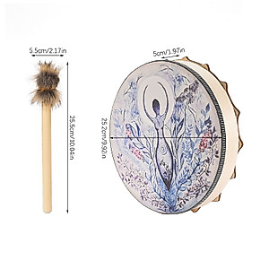 RXMORI 2Pack Shaman Drum,Shaman Drum Mother Of Life Siberian Drum Spiritual Music,Handmade Shaman Drum With Drum Stick,Sound Healer Shaman Drum