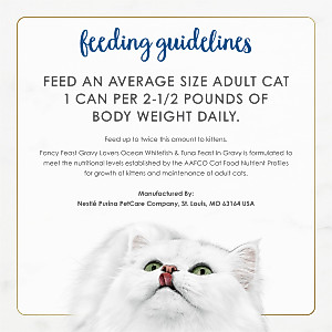 Purina Fancy Feast Gravy Lovers Ocean Whitefish and Tuna Feast Gourmet Cat Food in Wet Cat Food Gravy - (Pack of 24) 3 oz. Cans