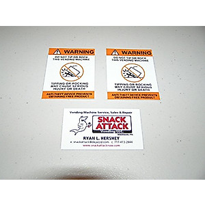 SODA VENDING MACHINE (2)Decals "WARNING Do Not Tip or Rock This Vending Machine"