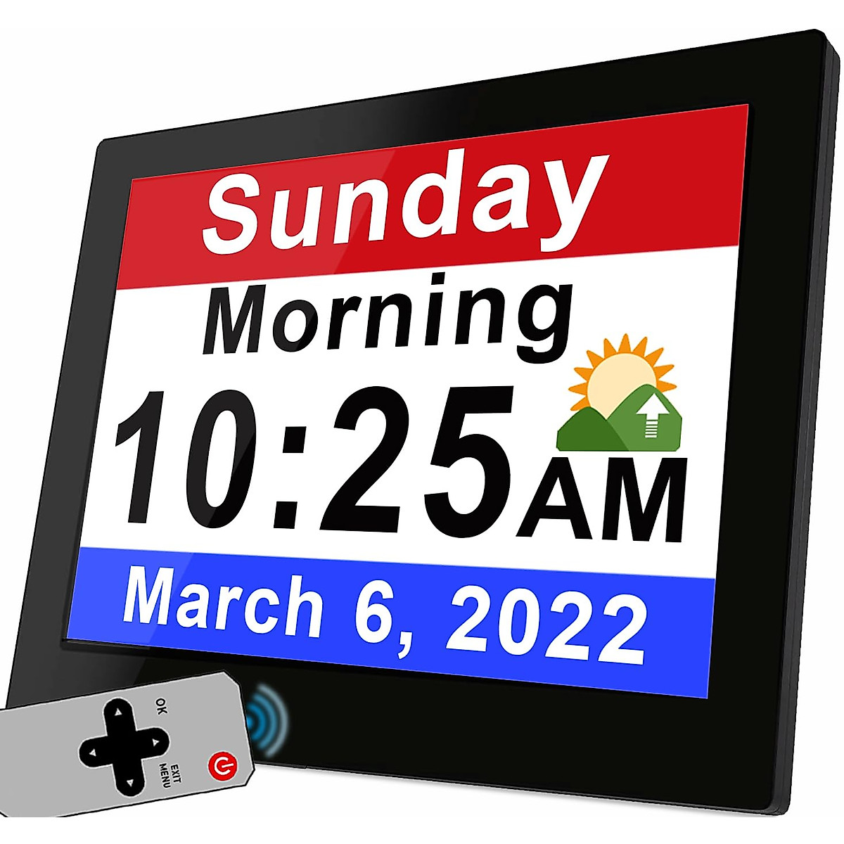 Véfaîî 2024 New, Digital Clock 2.0 with 30 Alarms, Auto DST, DIY Custom Reminders, Sun Moon Icon & AM/PM, Auto Brightness, Memory Function, Easy to Read, 8" Large Display