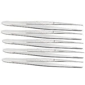 LAJA Imports Set of 5 Disecting Disection Science Lab Tweezers Forceps 'Splinter (Fine Point 4.5")