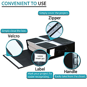 SheetCube Bed Sheet Organizers and Storage 4 Pack, Foldable Linen Closet Organizer, Bedding Folder Storage Box Container for Blanket, Duvet Cover Set, Bed Sheet Set - Black