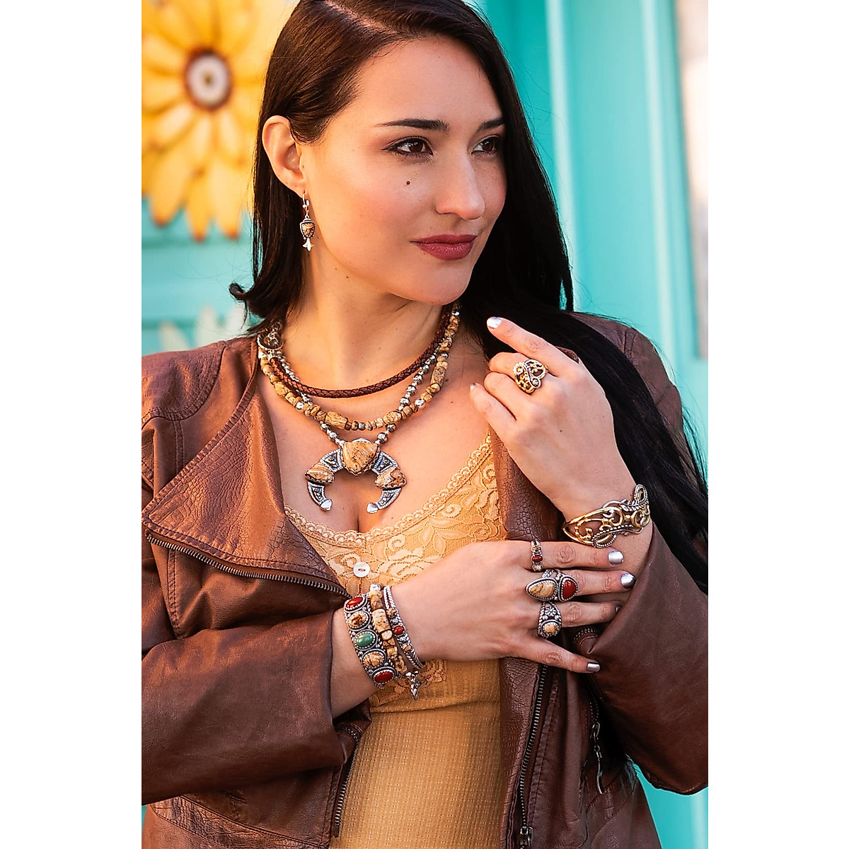 American West Sterling Silver Picture Jasper Gemstone Naja Pendant