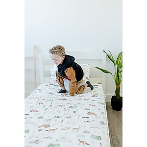 Pobi Baby - Premium Twin Fitted Sheet, Flat Sheet with Pillow case - Ultra-Soft Cotton Blend, Stylish Woodland Pattern, Deep Pockets - Twins Sheets - 3 PC (Explore)