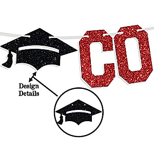 Congrats Class of 2023 Banner, You Did It / Congrats Grad, 2023 Graduation Theme Party Decorations(Black & Red)