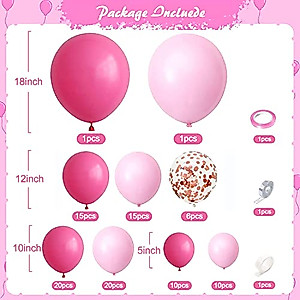 Pink Balloons Garland Arch Kit, Hot Pink Barbie Balloons, Pastel Pink Balloons Decorations for Baby Shower, Wedding, Anniversary, Valentines Day, Princess Birthday Party, Mothers Day