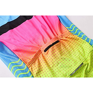 Uriah Women's Cycling Jersey Short Sleeve Reflective with Rear Zippered Bag Blue Yellow Size L