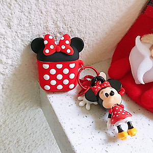 for AirPods Case,Cute Cartoon Headphones Cases for Apple AirPods Protective Shockproof Cover for Apple Airpods 1 & AirPods 2,Red