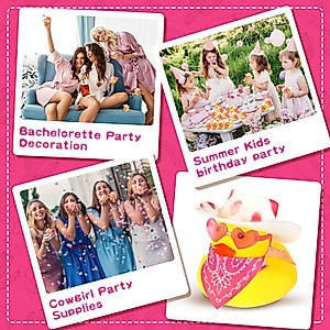 Jexine 24 Pcs Cowboy Rubber Duck, Cowboy Rubber Duck Mini Rubber Duckies with Hat Glasses Scarf Shower Party Favor(Cow Pattern)