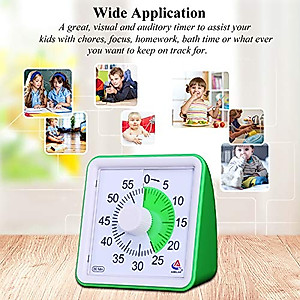 AIMILAR 60 Minute Visual Timer - Silent Timer Time Management Tool for Classroom or Meeting Countdown Clock for Kids and Adults Green