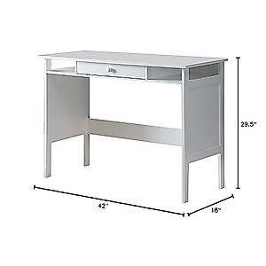Kings Brand Furniture Home & Office Parsons Wood Desk with Drawer, White