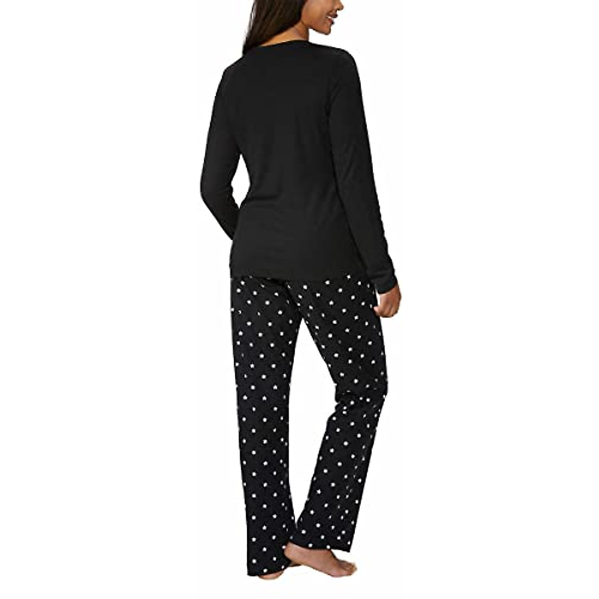 Calvin Klein Womens 2 Piece Fleece Pajama Set Black