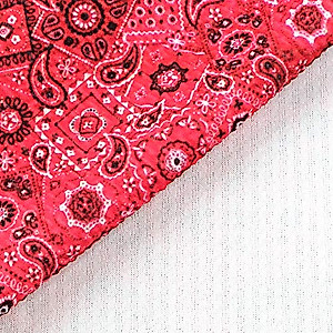 David Angie Paisley Pattern Bullet Textured Liverpool Fabric 4 Way Stretch Spandex Knit Fabric by The Yard for Head Wrap Accessories (Red)