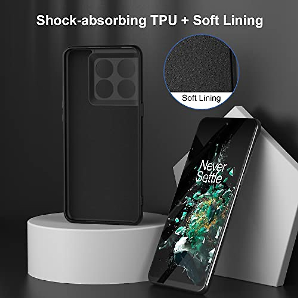 Foluu Silicone Case for OnePlus 10T, for OnePlus 10T 5G Liquid Gel Rubber Bumper Case with Soft Microfiber Lining Cushion Slim Hard Shell Shockproof Protective Cover for OnePlus 10T 2022 (Black)