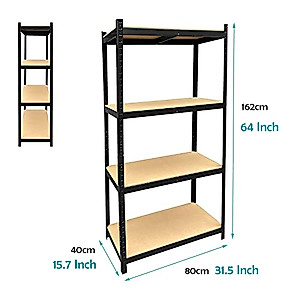 Garage Storage Shelving Unit Heavy Duty Metal Frame 353lbs Load Per Tier, 31.5 x 15.7 x 64in, 4 Adjustable Shelves, Industrial Shelving Utility Shelves Storage Rack for Home Warehouse Kitchen, Black