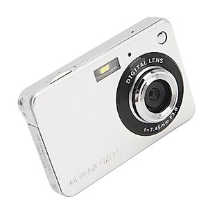Compact Camera, 2.7 Inch TFT Screen Automatic Light Sensitization Digital Camera Silver 48MP for Vlogging
