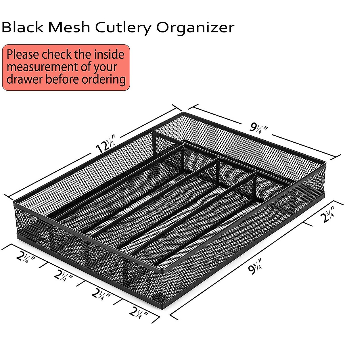 COSWE Silverware Tray for Drawer, Silverware Organizer, Metal Drawer Organizer Kitchen Utensils with Foam Feet Multi Compartments Cutlery Organizer in Drawer