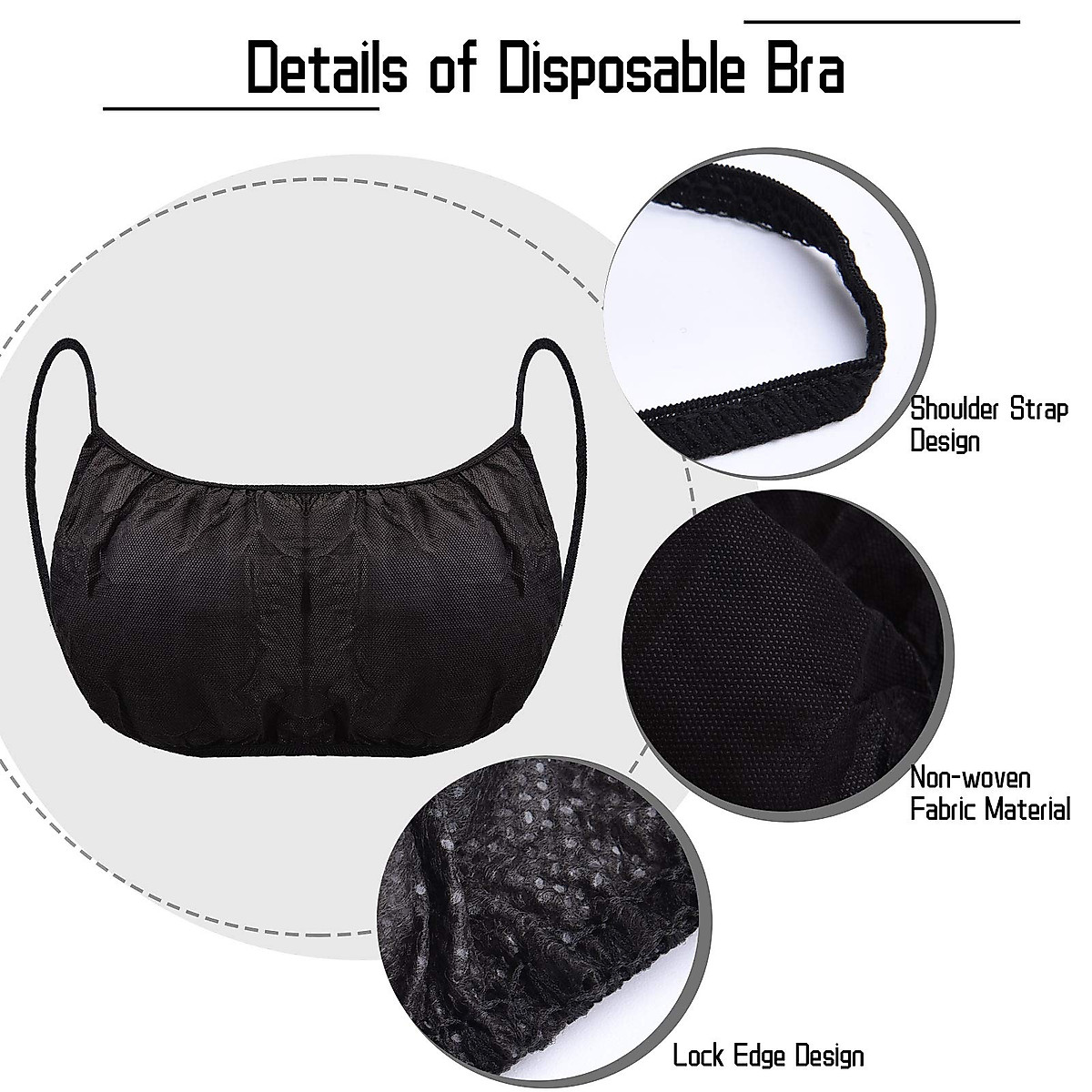 Janmercy Disposable Bras Beauty Black Disposable Bra Women's Disposable Sunless Spray Tan Top Underwear Brassieres for Spray Tanning (24 Pieces), Medium