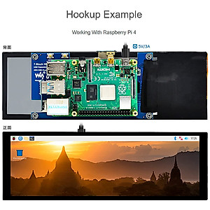 waveshare 7.9inch HDMI LCD 7.9" 400x1280 Capacitive Touch Screen LCD IPS Display Monitor, Toughened Glass Cover Support Raspberry Pi/Jetson Nano/PC/Windows 10/Raspbian/Ubuntu/Kali/WIN10 IoT/Retropie