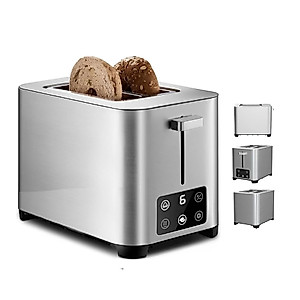 Bread Toaster 2 Slice w/LED Display & 6 Browning Setting - Full Touch Screen Toaster Oven - Stainless Steel Toaster Touchscreen - Fast Digital Toaster Oven with 2 Slice Toaster for Bagels & Breads