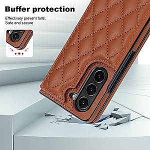 XIZYO for Samsung Galaxy Z Fold 5 Case, for Z Fold 5 Wallet Case with Card Holder Slot Kickstand Cute Aesthetic Leather Flip for Women Men Shockproof Protective Bumper Cover, Brown
